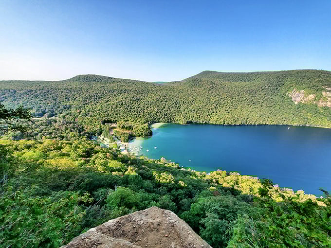 A breathtaking aerial view of Lake Willoughby nestled between verdant mountains &ndash; Mother Nature showing off her landscaping skills.