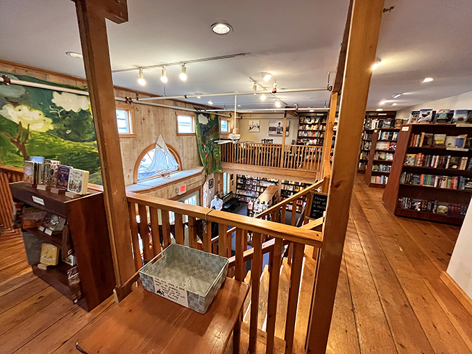 From this second-floor vantage point, watch the dance of readers and sippers below while surrounded by thousands of stories.