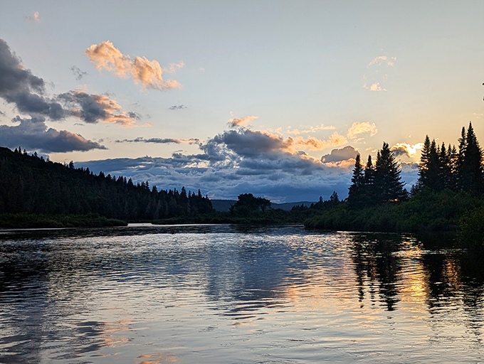 Sunset paints the Allagash in golden hues, a daily masterpiece that no museum could possibly contain.