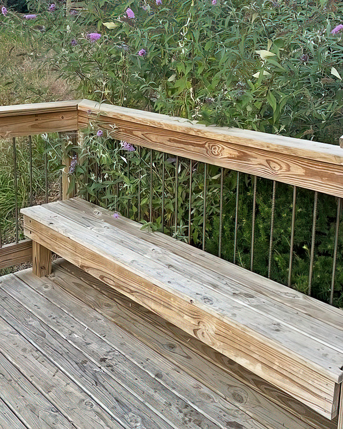 This rustic bench area invites visitors to sit, savor, and soak in the pastoral views &ndash; nature's dining room for ice cream enthusiasts.