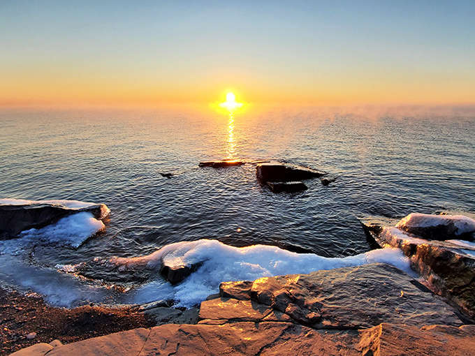 Superior's legendary sunsets paint the sky in colors that rival the most vibrant agates, a daily masterpiece that never repeats.