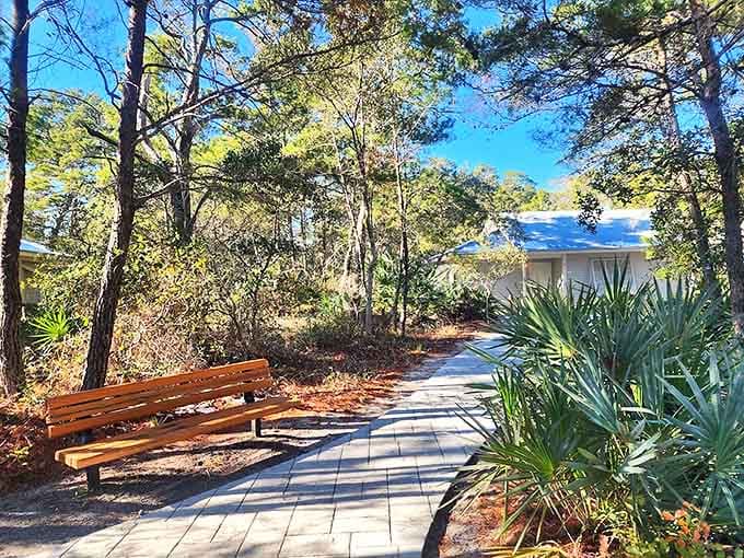 The cabin area offers "glamping" before it was cool &ndash; rustic luxury nestled among pines just a short stroll from paradise.