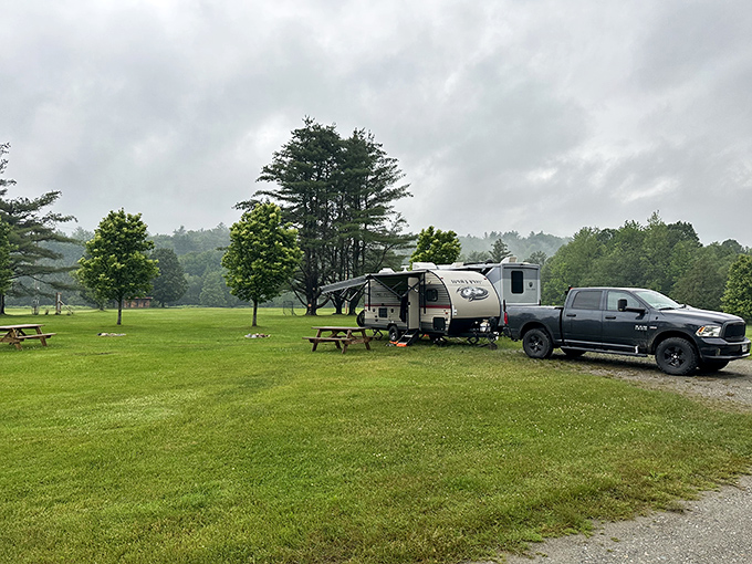 Camping in Stowe: where "roughing it" still comes with mountain views that millionaires would envy.