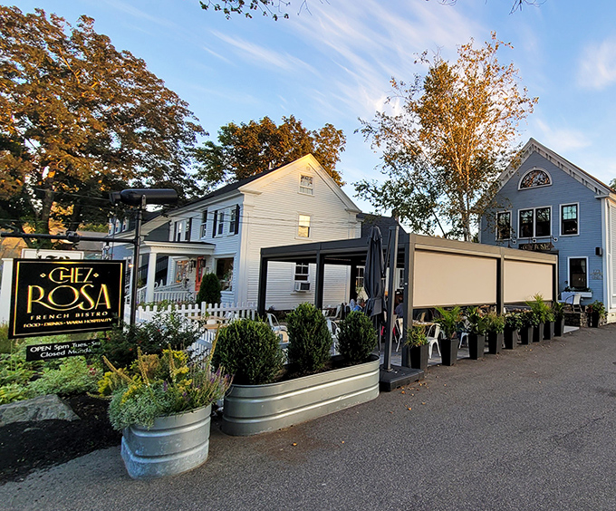 Chez Rosa brings a touch of Parisian flair to coastal Maine. Nothing says "vacation" quite like sipping wine at a French bistro after a day of beach exploration.