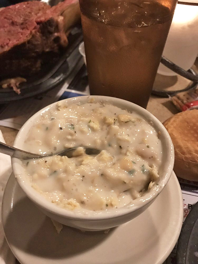 Clam chowder so thick and hearty it might actually be a main course disguised as an appetizer, creamy perfection achieved.