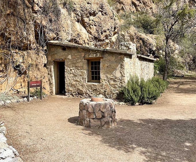 This rustic stone cottage seems plucked from another era, telling silent stories of the arboretum's fascinating history.