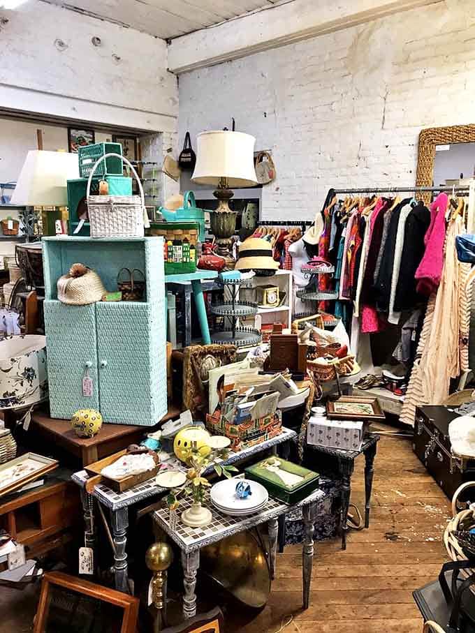 A treasure trove of vintage clothing and household items creates the perfect hunting ground for unique pieces with authentic character.