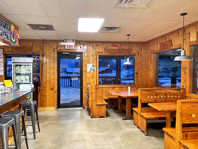 The dining area invites you to slow down and savor, because rushing through good ice cream should be illegal.