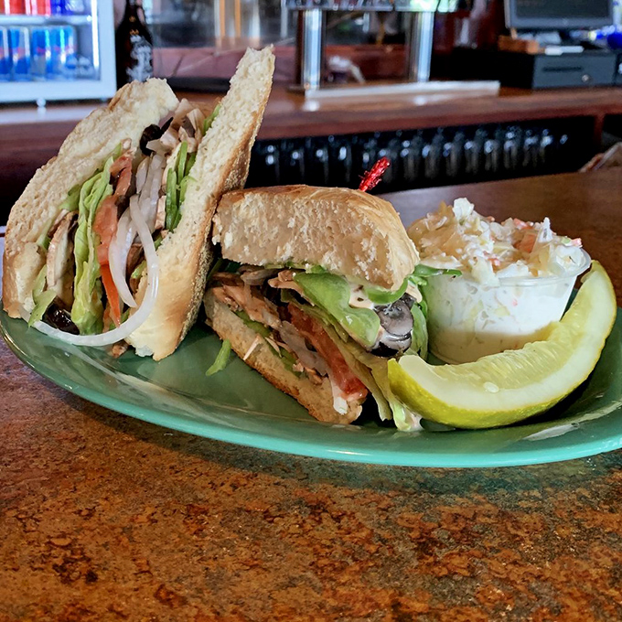 This garden sandwich bursts with fresh vegetables and textures, proving that meat-free options can be just as exciting as their carnivorous counterparts.