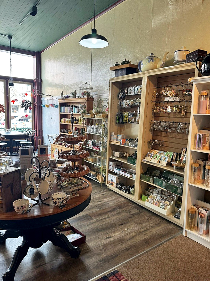 The gift shop corner tempts with treasures &ndash; teapots, cups, and British goods that whisper "take me home" to anyone with wall space and willpower.