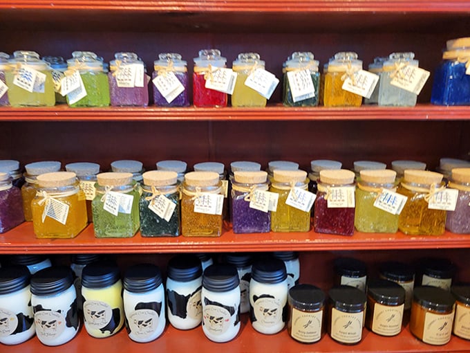 Bath products in rainbow hues promise to transform your ordinary shower into a Vermont spa experience.