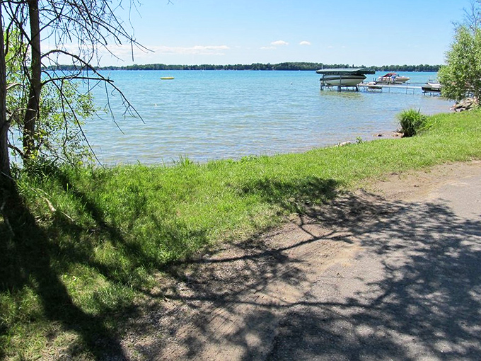 Where land meets lake The gentle slope of the shoreline creates perfect wading conditions for visitors of all ages.