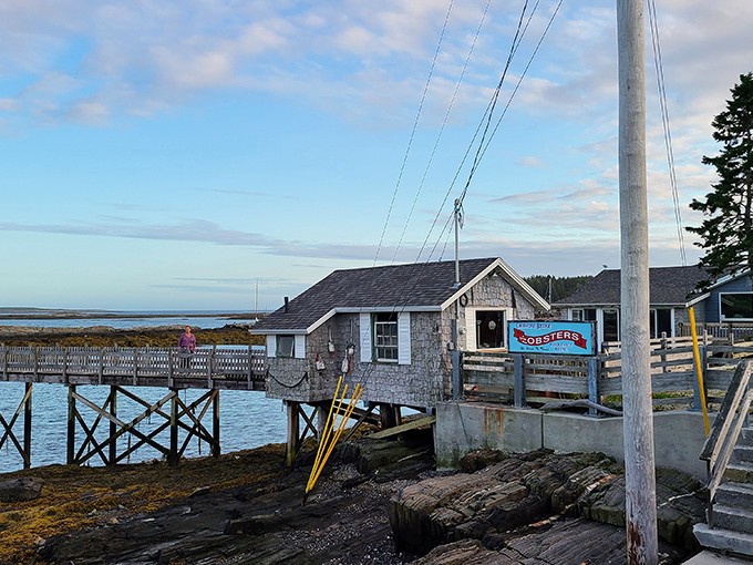 The bridge stretches into the distance, a testament to Maine ingenuity that has connected island communities since 1928.