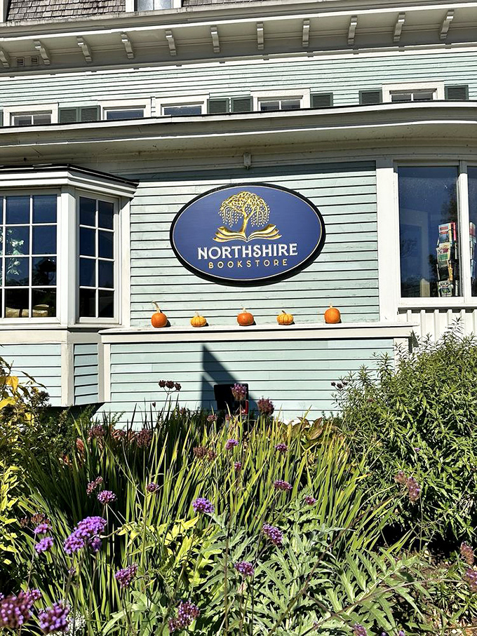 Northshire's distinctive blue and gold sign has become a beacon for book lovers, promising literary treasures within these storied walls.