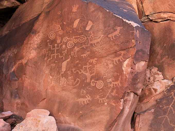 Spirals, animals, and mysterious symbols create a visual language we can admire even without understanding every word.