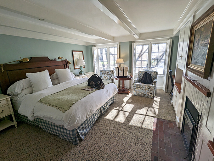 This sun-drenched room doesn't just offer a place to rest &ndash; it's where Vermont mornings whisper "slow down" through lace-filtered light.