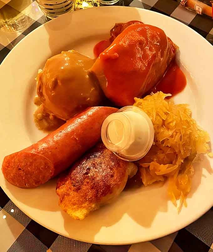 The Polish plate &ndash; a greatest hits album of flavors featuring kielbasa, stuffed cabbage, and pierogi all sharing one glorious stage.
