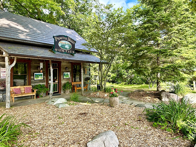 Primitive Images Rustics offers handcrafted treasures nestled among the trees, where shopping becomes part of the forest experience.