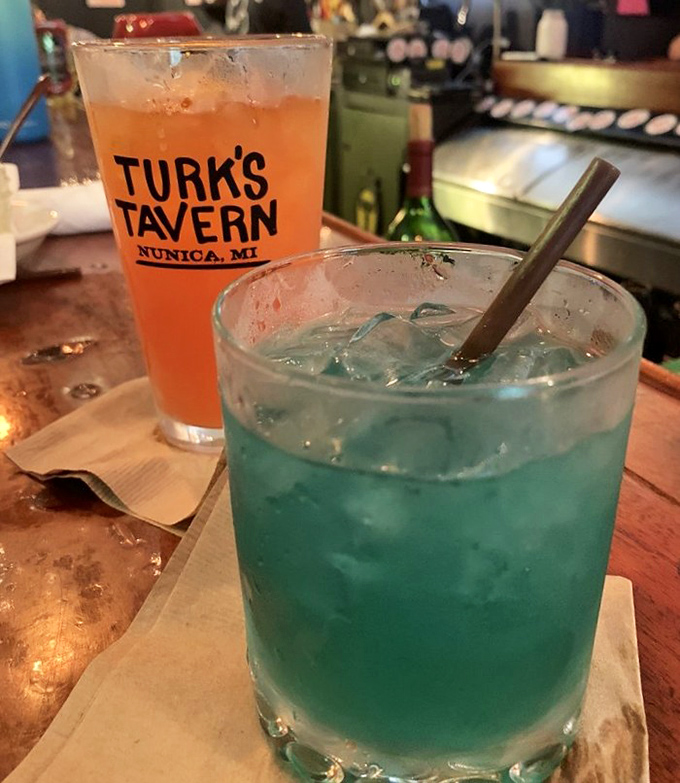 Cocktails at Turk's are serious business – vibrant, balanced concoctions that complement rather than compete with the hearty fare.