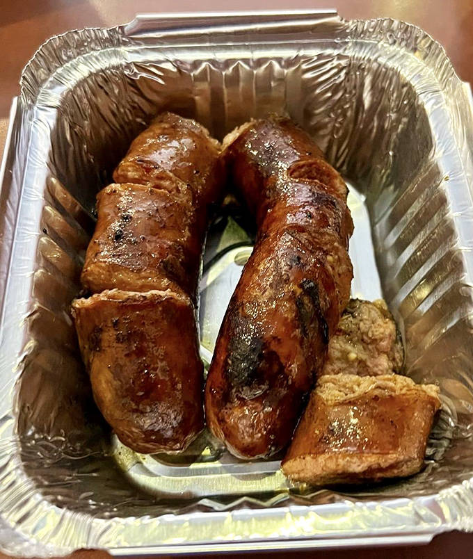 Spicy Sausage: Plump links with a burnished exterior that promises a perfect snap and juicy interior with every bite.