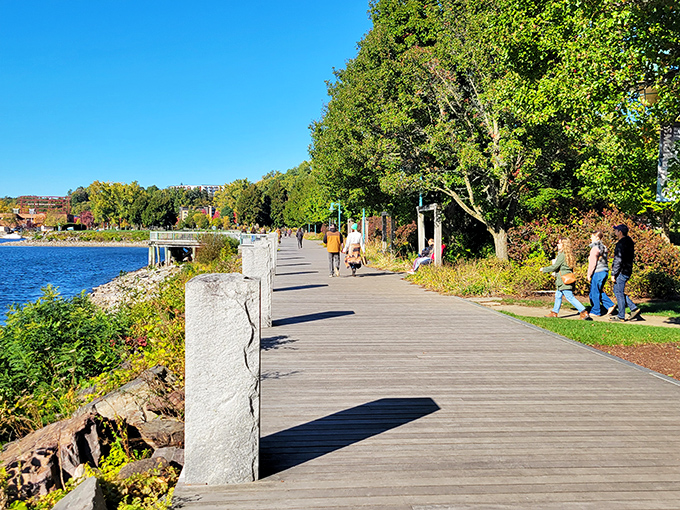 The waterfront boardwalk invites leisurely strolls with lake views that change hourly with the light &ndash; Burlington's natural meditation space.
