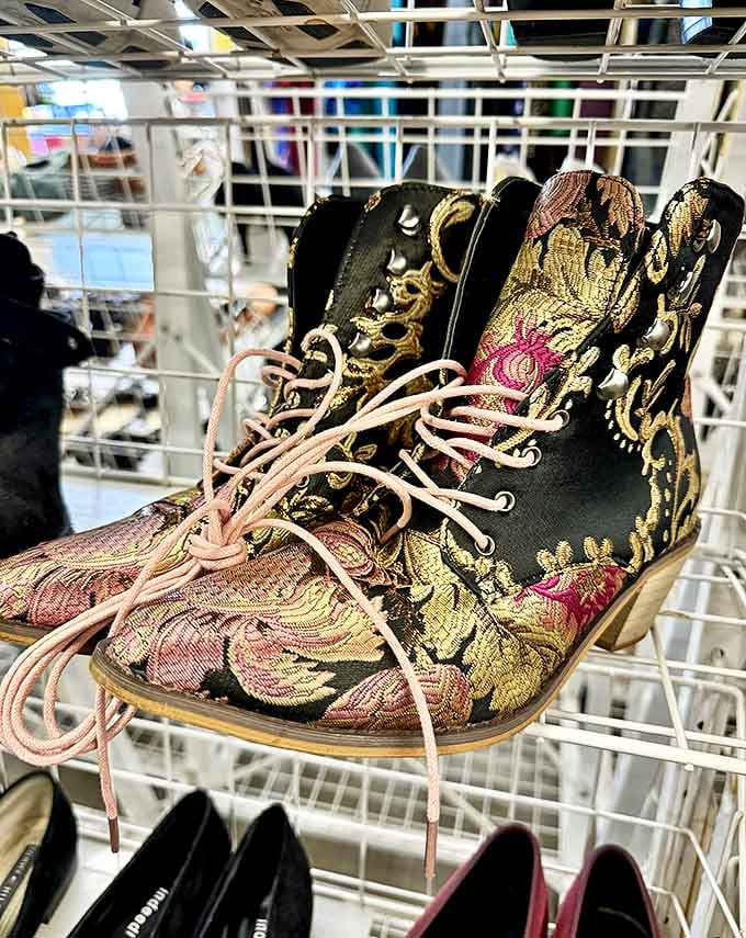 Embroidered ankle boots this unique don't show up every day, making them the kind of find that thrift shoppers dream about and brag about for years.