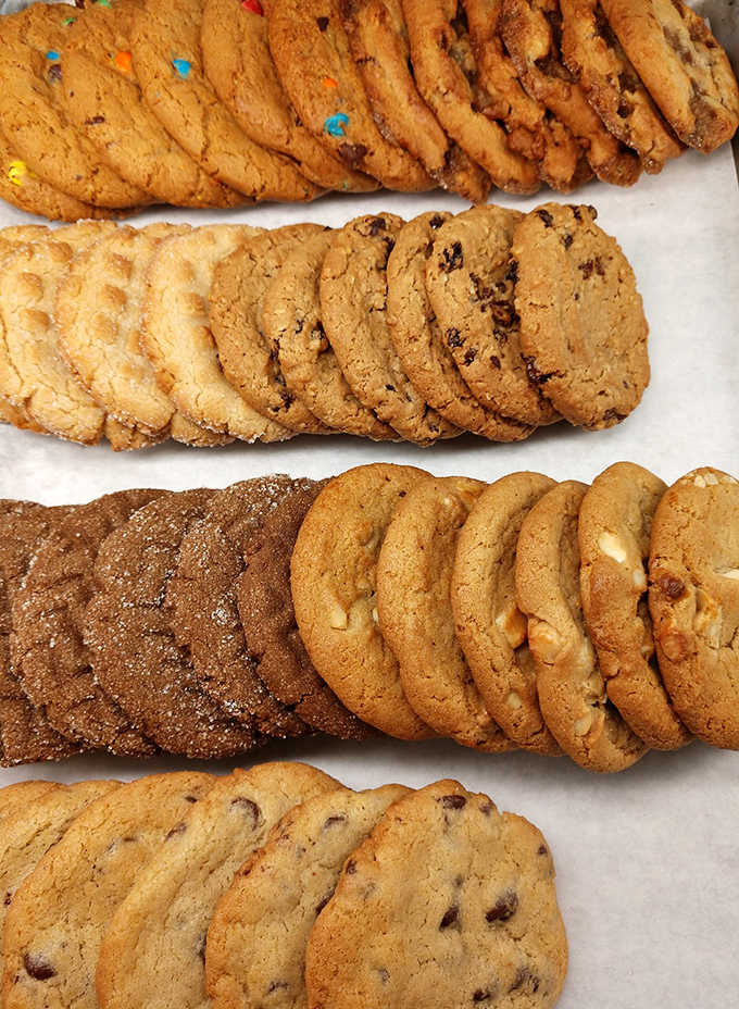 Cookie paradise &ndash; row after row of baked perfection. From classic chocolate chip to Norwegian-inspired varieties, each one begs to be dunked in coffee.