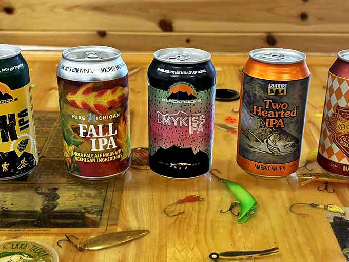 Michigan craft beers line up like old friends, waiting to complement the smoky richness of freshly caught fish.