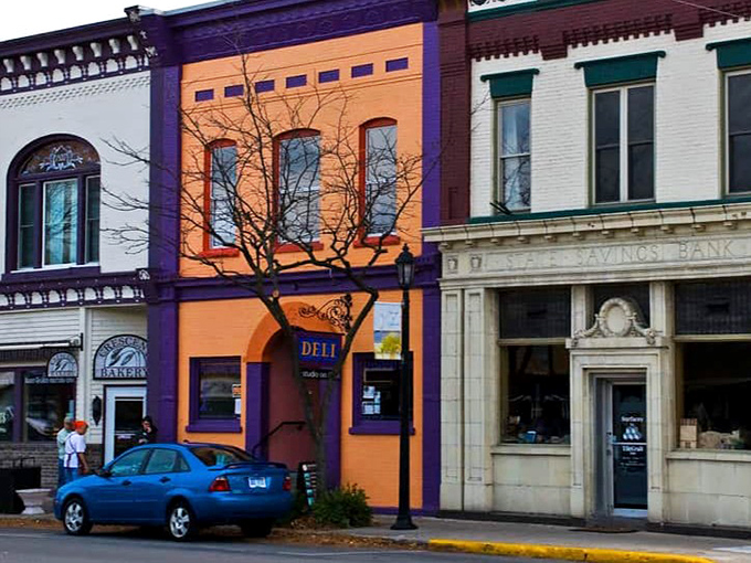 Vibrant storefronts in unexpected colors make Frankfort's downtown a feast for the eyes and a photographer's dream.