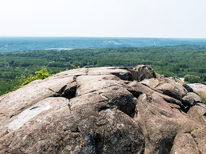 Summit satisfaction: Rocky outcroppings offer natural seating with million-dollar views, the perfect reward after a vigorous climb.