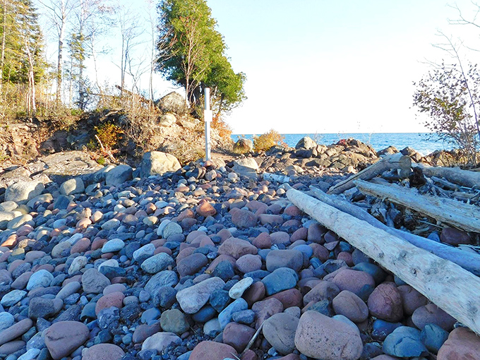 These colorful stones, polished by countless waves, create nature's most beautiful mosaic &ndash; each one a tiny piece of Lake Superior's vast history.