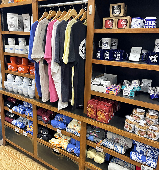 The merchandise wall isn't just souvenirs &ndash; it's a chance to take home a slice of Dutch-American culture, from coffee mugs to t-shirts.