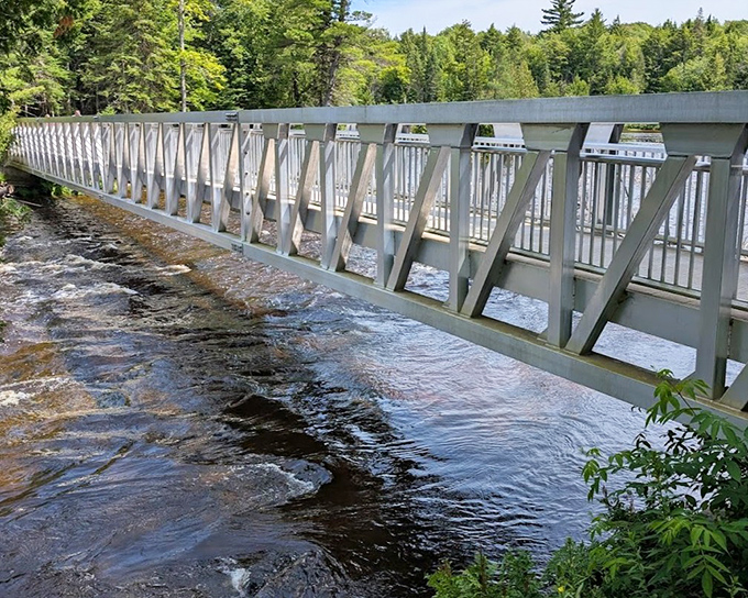 This sturdy pedestrian bridge offers safe passage over Tahquamenon's rushing waters, providing thrilling views while keeping your feet delightfully dry.