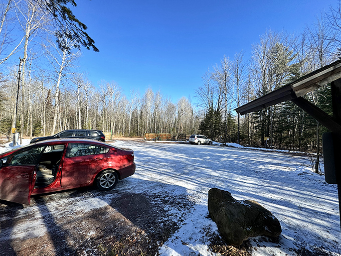 The parking area &ndash; humble beginning of an adventure that will fill your camera roll and refresh your spirit.