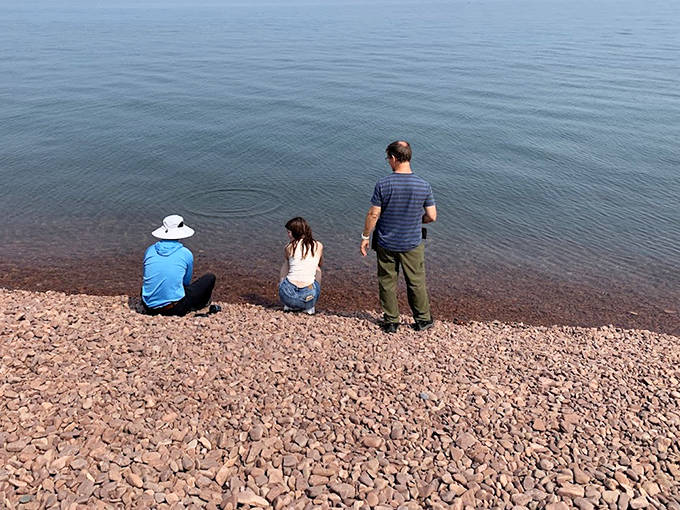 The distinctive reddish-pink hue comes from rhyolite and felsite &ndash; billion-year-old volcanic rocks transformed into nature's wind chimes.