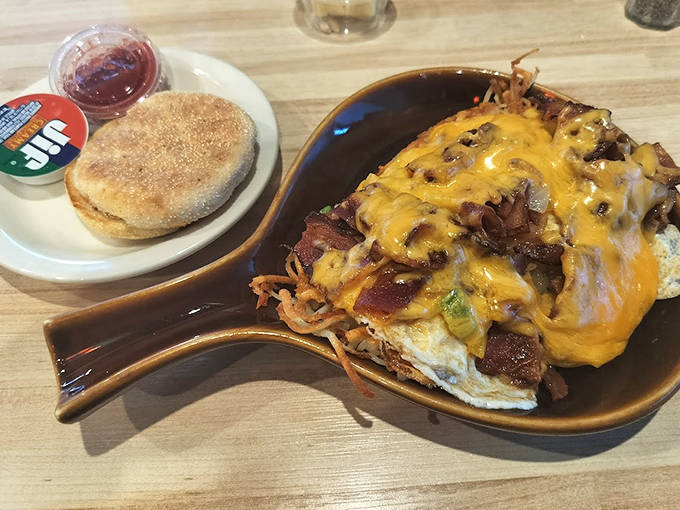 This loaded skillet isn't just breakfast&mdash;it's a commitment, a relationship, a morning romance between eggs, cheese, and perfectly crisped potatoes.