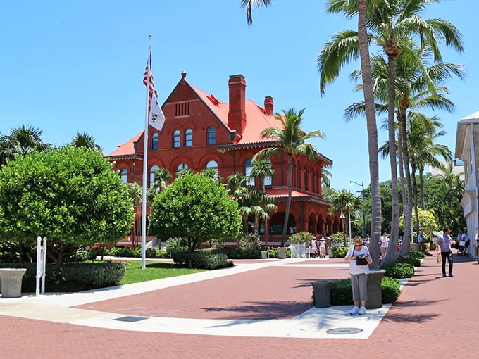 Key West's historic Custom House stands proud in coral-colored glory, a Victorian sentinel guarding stories of island history.