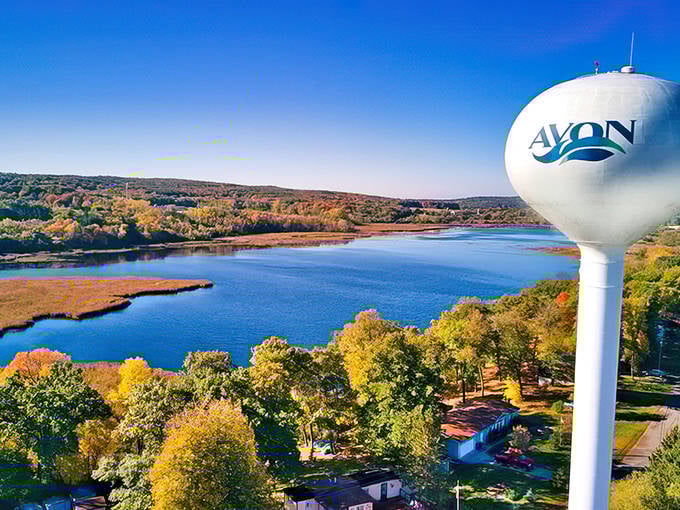 Avon's water tower stands as a landmark above this small town that delivers authentic Minnesota charm without tourist pretense.