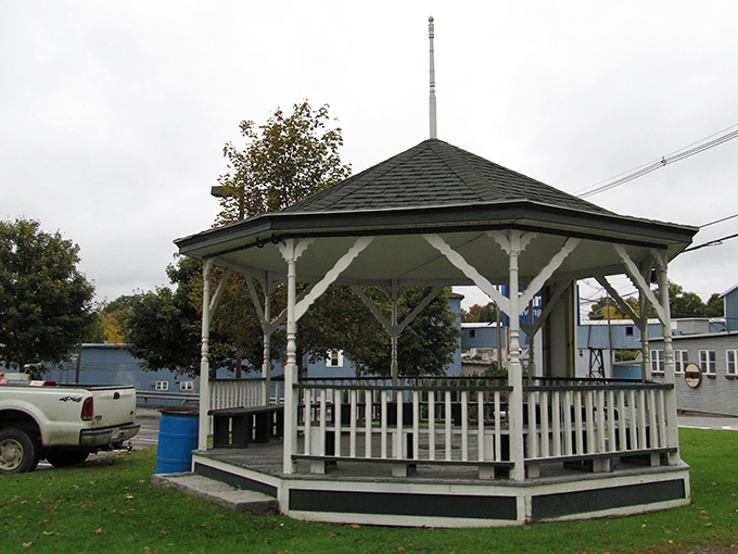 A classic white gazebo stands in Hartland's town center, providing a gathering place that epitomizes small-town New England charm.