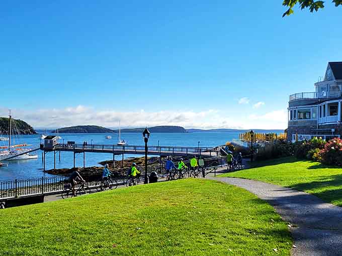 Bar Harbor's town pier and waterfront show the welcoming reality behind the movie's darker fictional version.