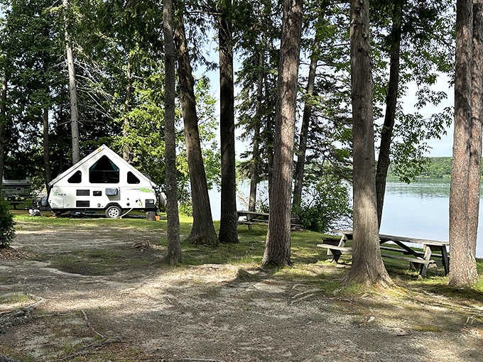 Akeley City Park & Campground proves that waterfront property doesn't require a second mortgage when you're willing to sleep in a tent.