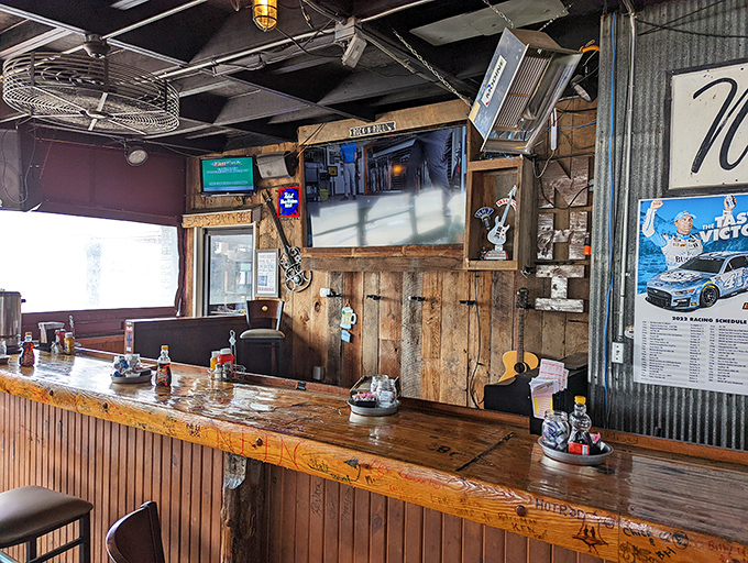 The bar's worn wooden surface tells its own stories &ndash; if only it could talk about the generations who've rested elbows here.