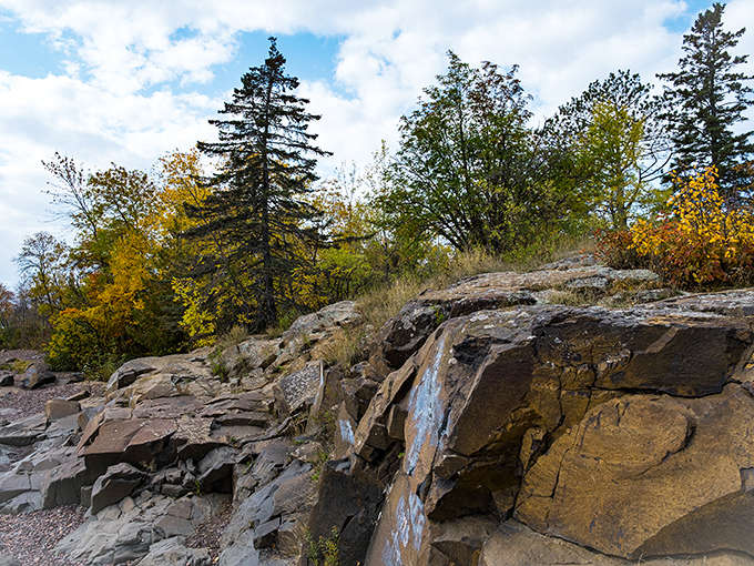 Fall brings a spectacular color palette to the North Shore, as maples and birches complement the reddish-orange hues of prized agates.