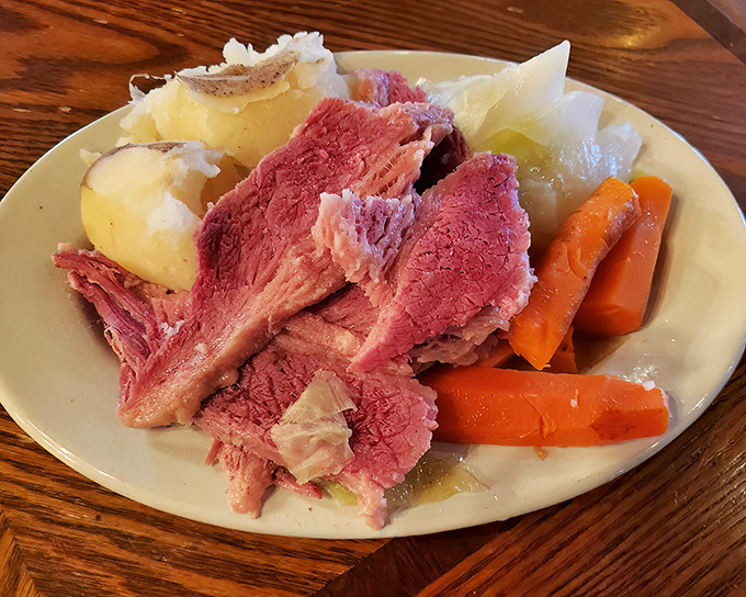 New England boiled dinner &ndash; a plate of tradition featuring tender corned beef, vegetables, and potatoes that taste like they were grown in Vermont soil yesterday.