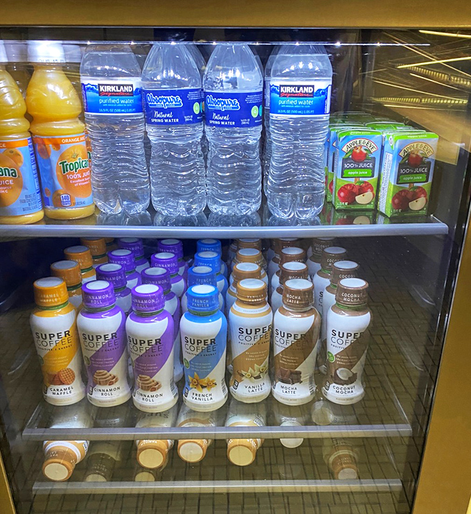 The drink case &ndash; because even the best pastries need something to wash them down with. Hydration is important when embarking on sugar adventures.