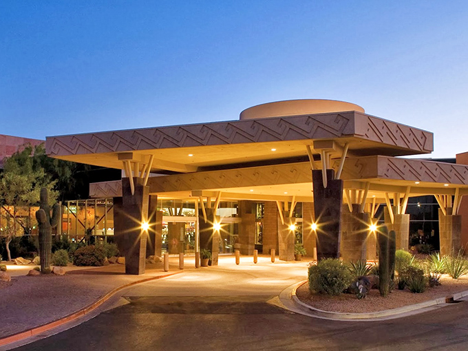 The distinctive Southwestern architecture of Casino Arizona houses culinary treasures within, including the beloved Eagles Buffet.