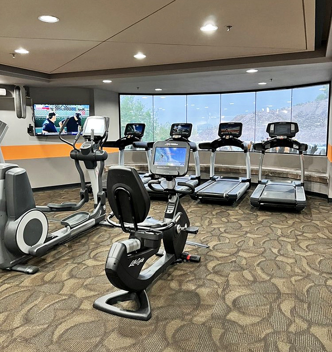 The fitness center offers cardio with a view &ndash; burn calories while drinking in panoramic vistas of the Valley of the Sun.