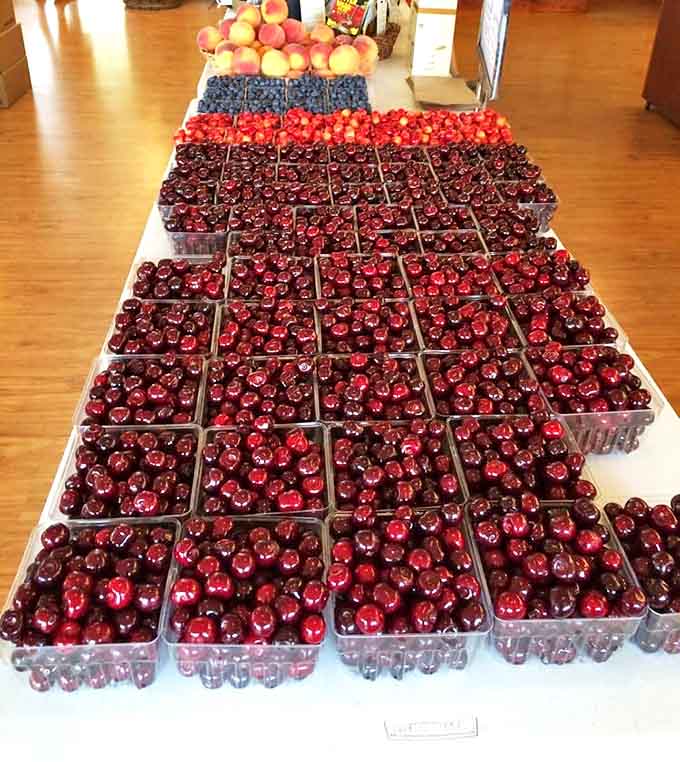 Cherry heaven! These glistening red beauties arranged in perfect rows could convert even the most dedicated chocolate lover.