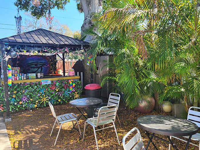 Even refreshments get the Whimzeyland treatment at this whimsical outdoor caf&eacute;. Coffee tastes better when surrounded by creative chaos!