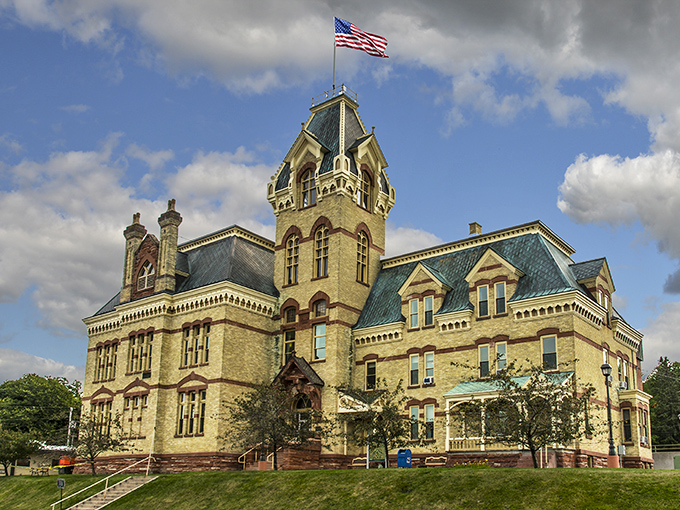 The Houghton County Courthouse stands as a testament to the copper boom wealth that once flowed through this remote Michigan community.